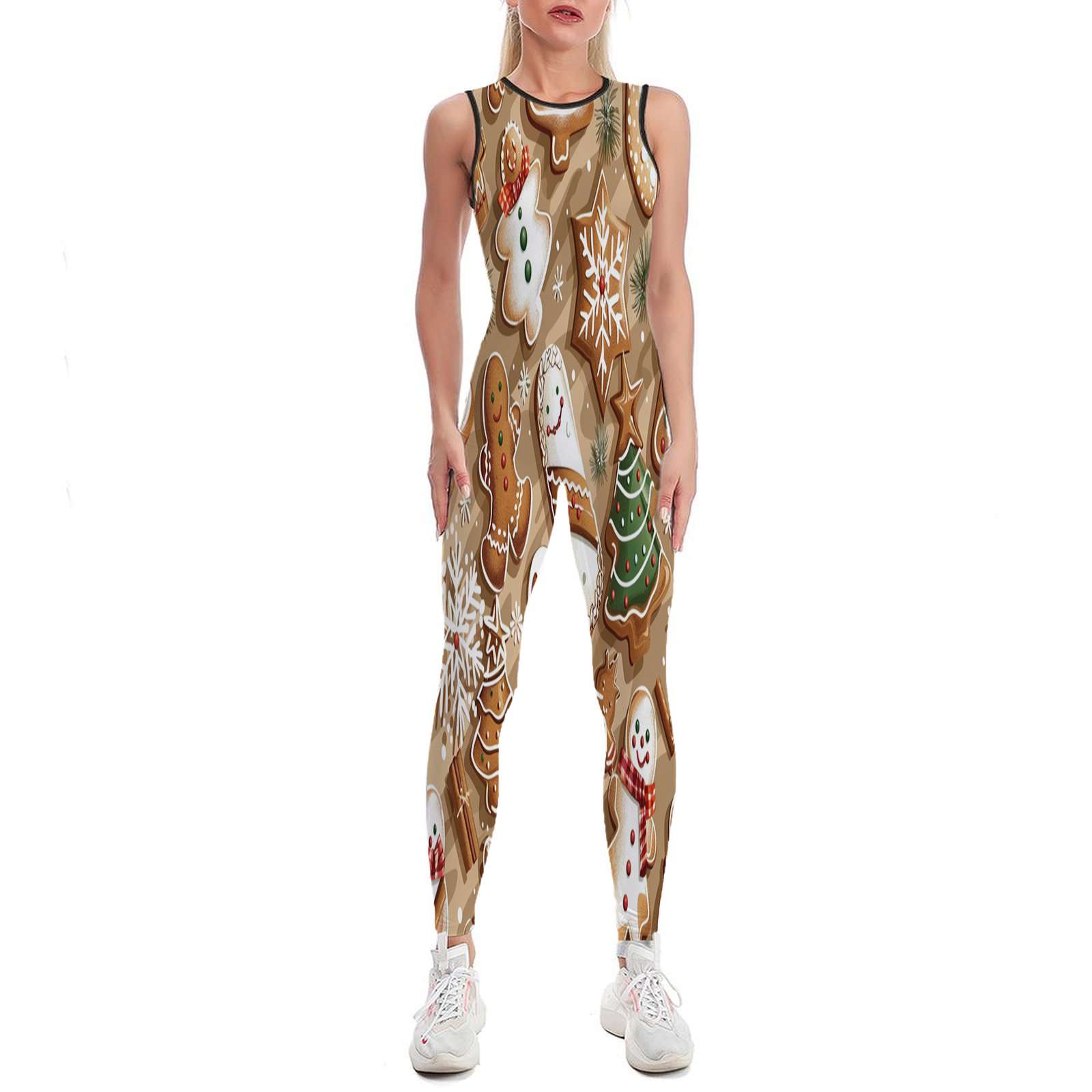 Christmas Pattern Of Gingerbread Cookies Women's One Piece Yoga ...