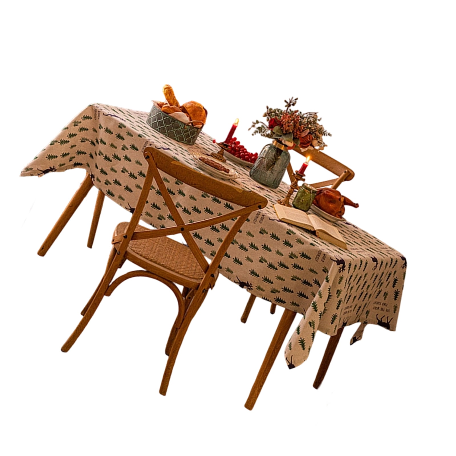 Christmas Pattern Tablecloth Fade Resistant Polyester Rectangular Table ...