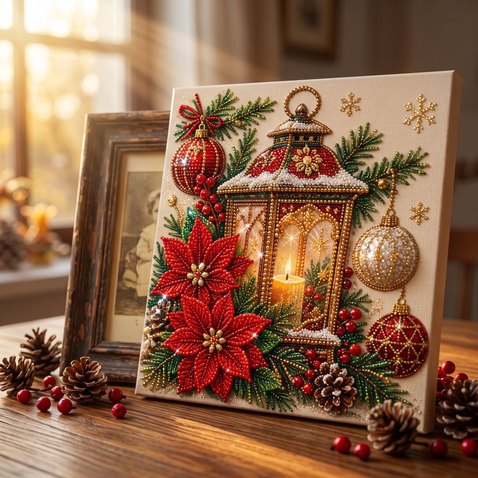 Christmas Pearl Art Kit with Frame, DIY Festive Wall Decor, Beginner ...