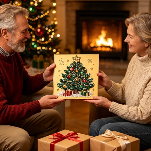 Christmas Pearl Art Painting Kit With Matching Frame For Adult ...