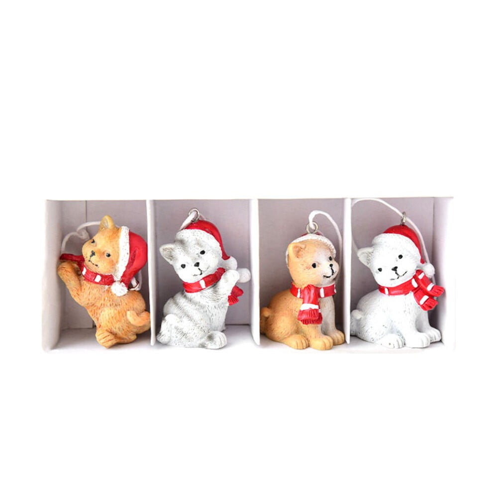 Christmas Pendant Mini Resin Elk Dog Cat Snow House Christmas Tree ...