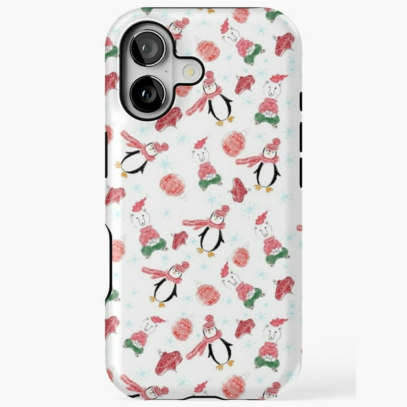 Christmas Penguin Bear Pattern Phone Case with iPhone 17 to 11 Pro Max ...