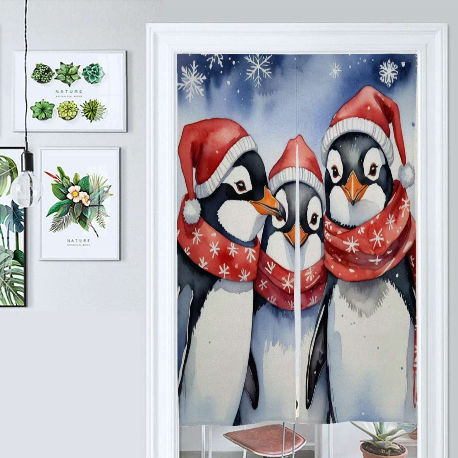 Christmas Penguin Door Curtain Nordic Living Room DoorCurtain Porch ...
