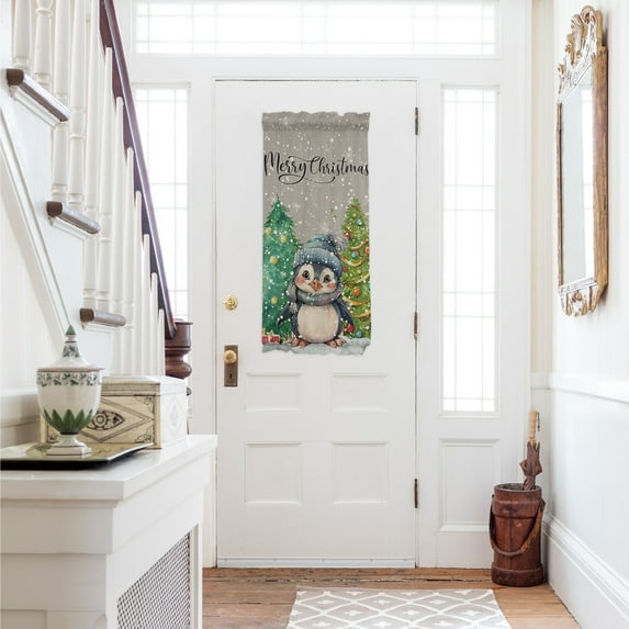 Christmas Penguin, Door Curtains for Door Window, French Sidelight ...