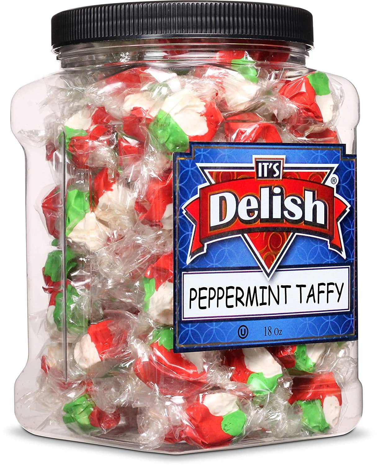 Christmas Peppermint Taffy Chews by It's Delish, 18 Oz Jumbo Reusable ...