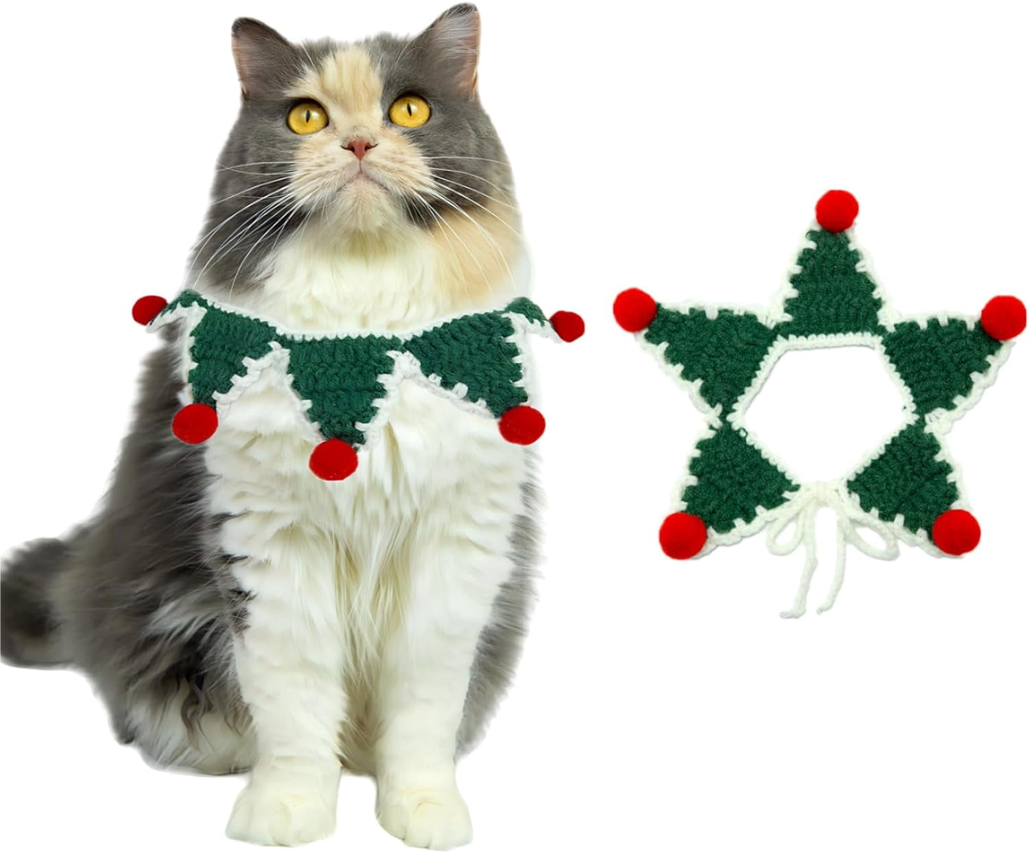 Christmas Pet Collar, Handmade Knit Dog Cat Christmas Collar, Red Green ...