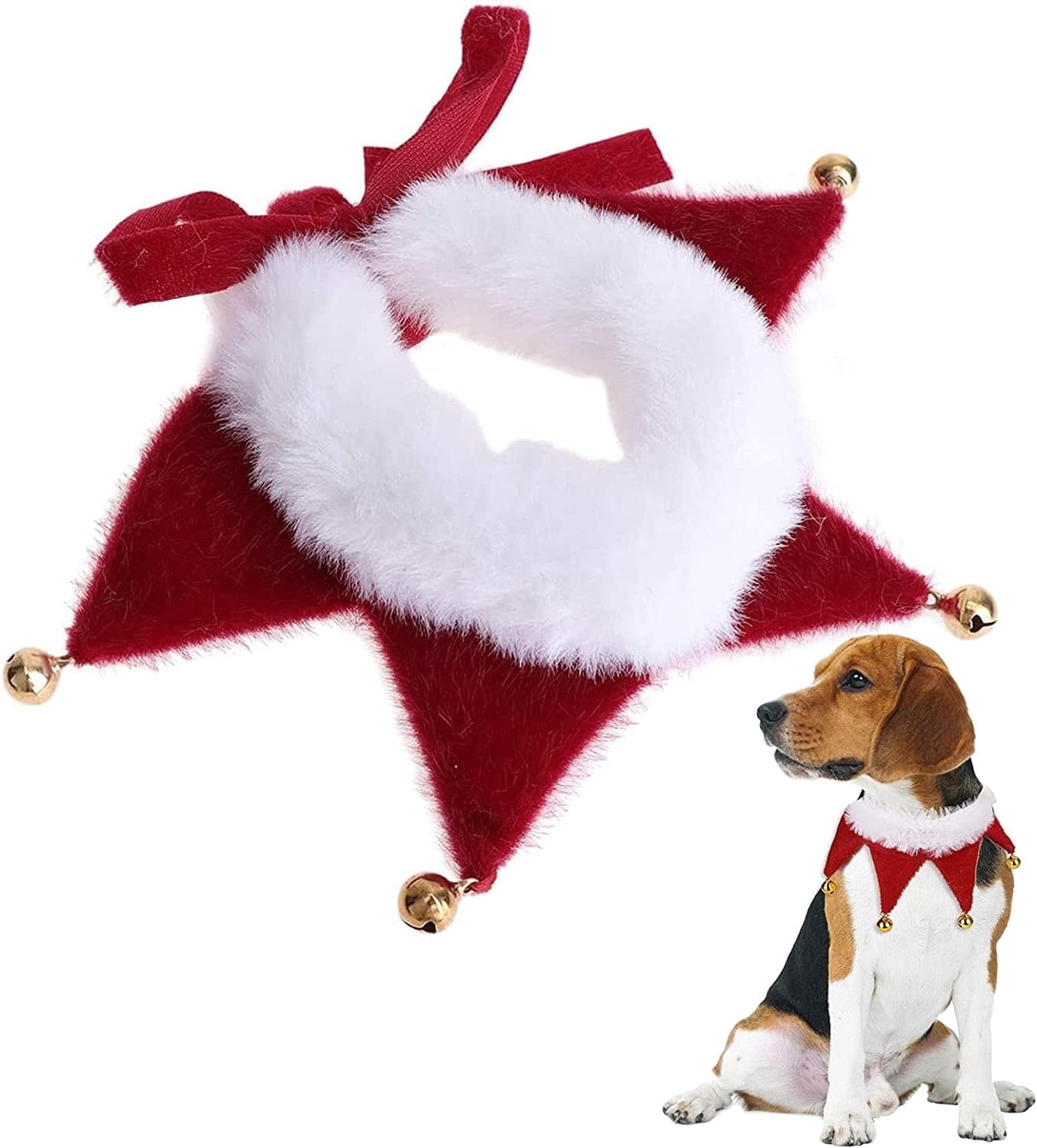 Christmas Pet Collar with Bells, Adjustable Cat Dog Collar Scarf, Cute ...