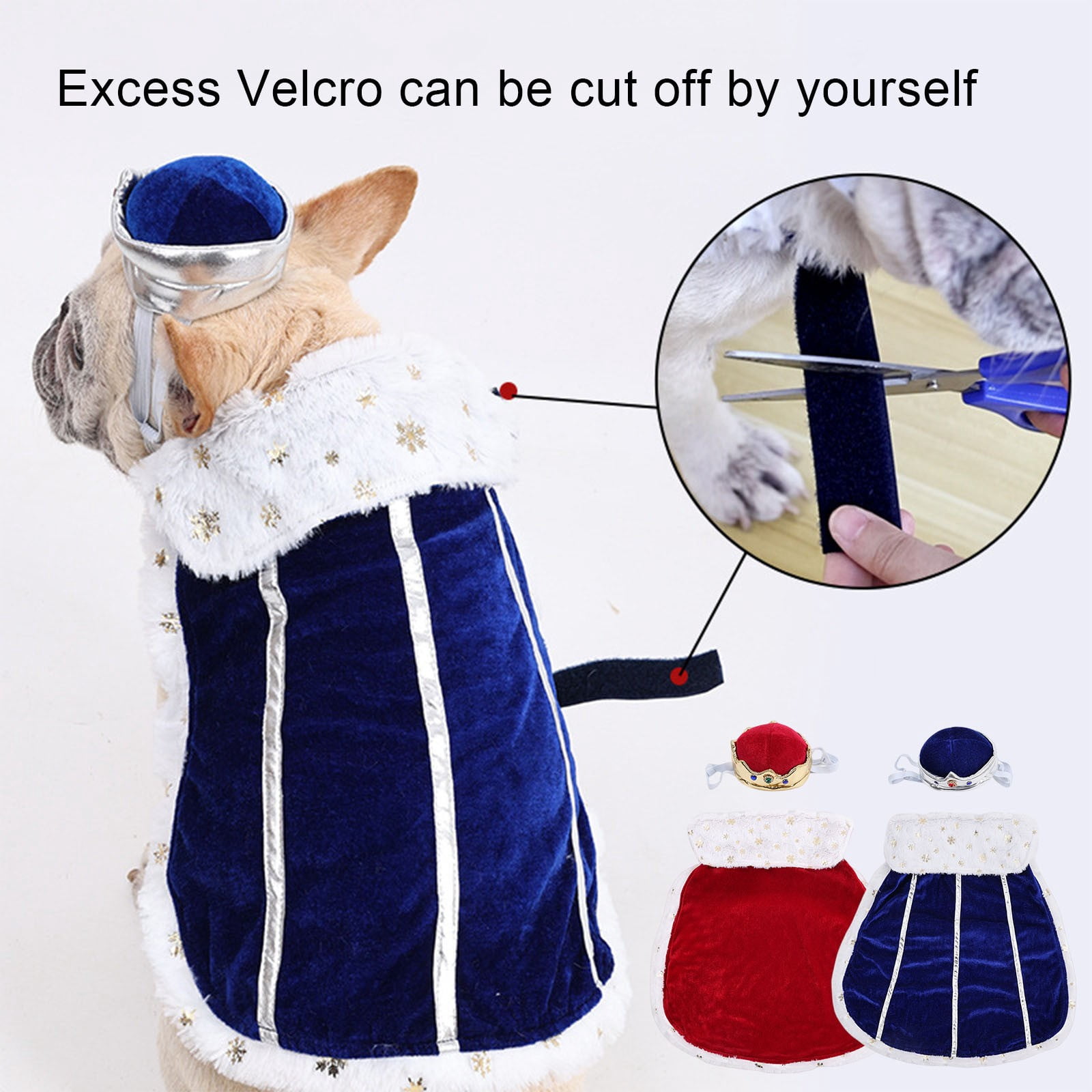 Christmas Pet Couple Red Blue Costume Set King-Style Outfits For Dogs ...