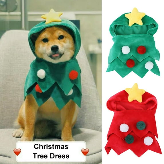 Christmas Pet Outfits Pet Costume Hooded Cape with Star and Pom Pom ...