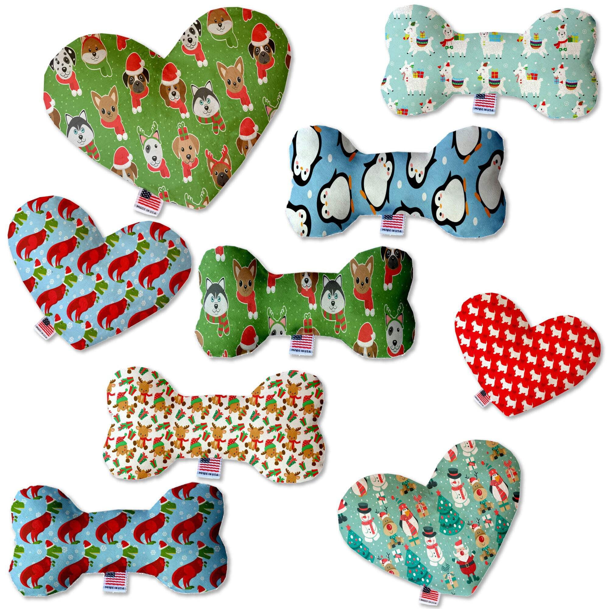 Christmas Pet and Dog Plush Heart or Bone Toy, "Holiday Friends Group ...