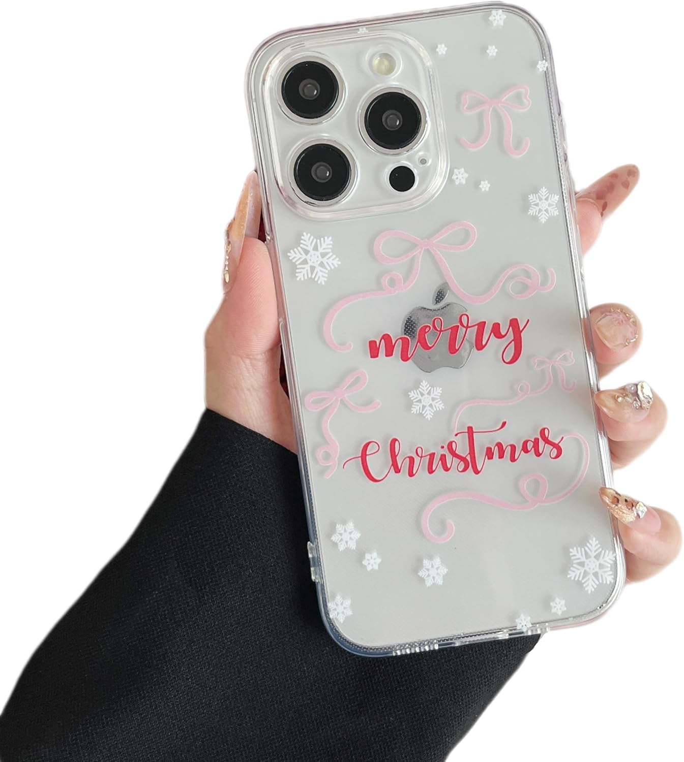 Christmas Phone Case for iPhone 12 Pro Max 6.7 inch,Clear Cute Merry ...