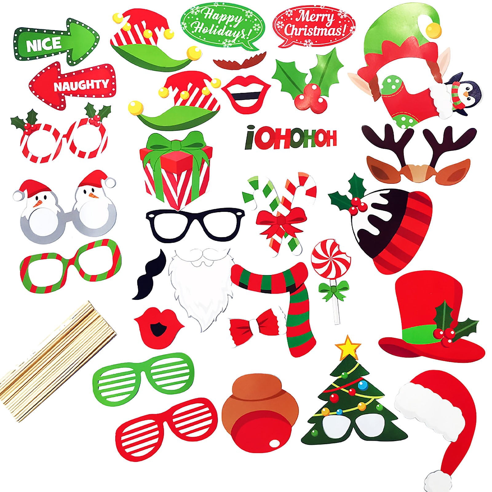 Christmas Photo Props 32Pcs Kit with Christmas Trees, Ornaments ...