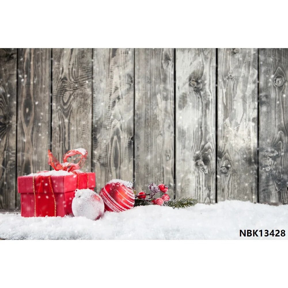Christmas Photocall Wooden Board Pine Trees Snow Winter Photography ...