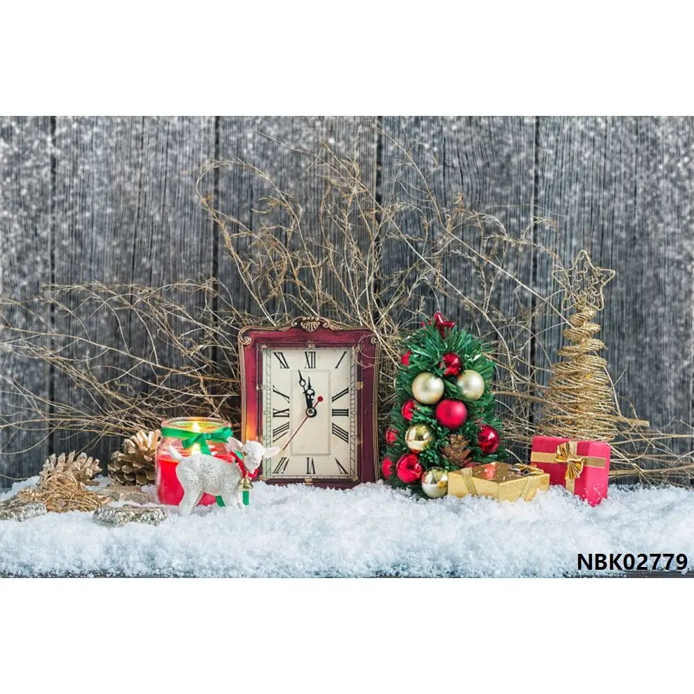 Christmas Photocall Wooden Board Pine Trees Snow Winter Photography ...