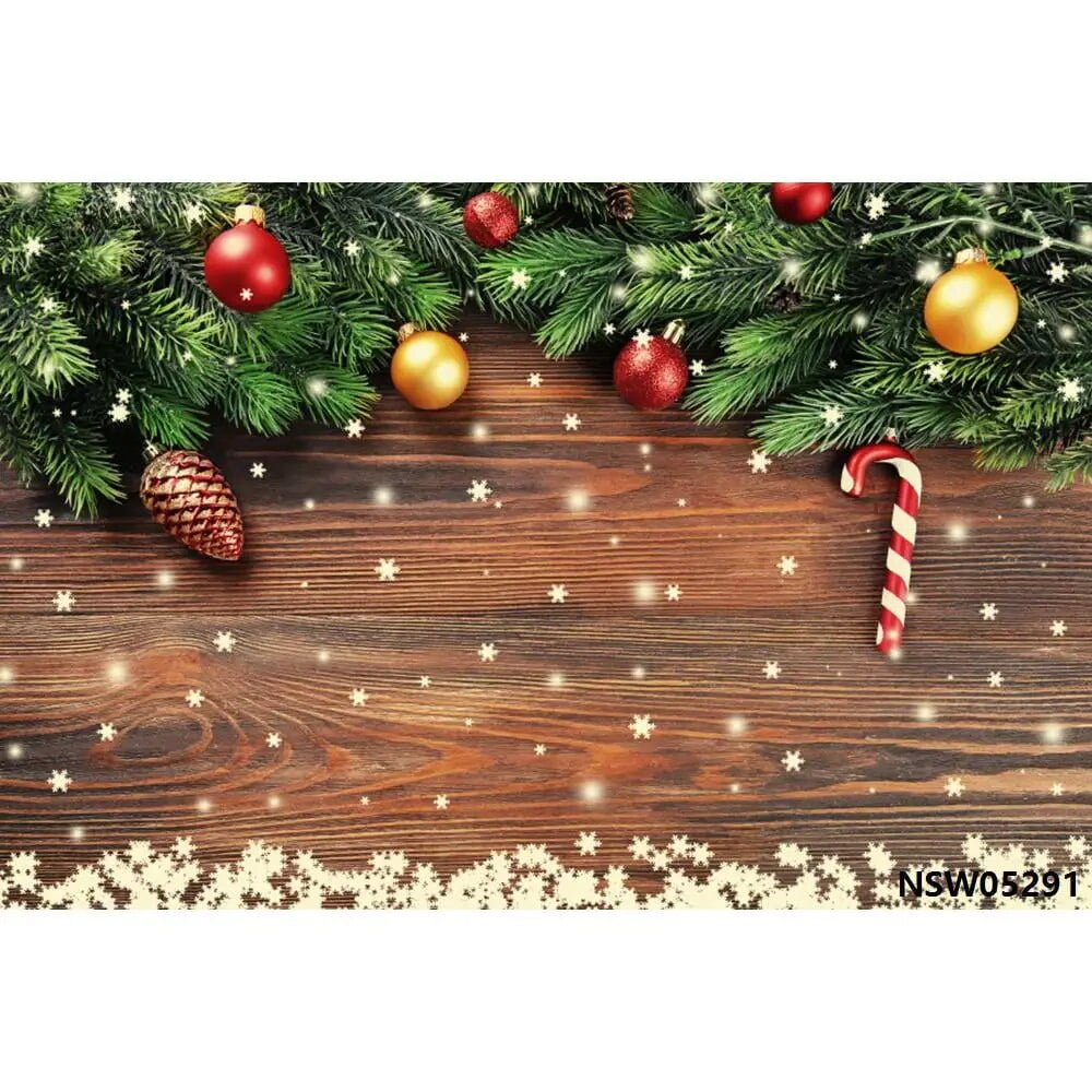 Christmas Photocall Wooden Board Pine Trees Snow Winter Photography ...