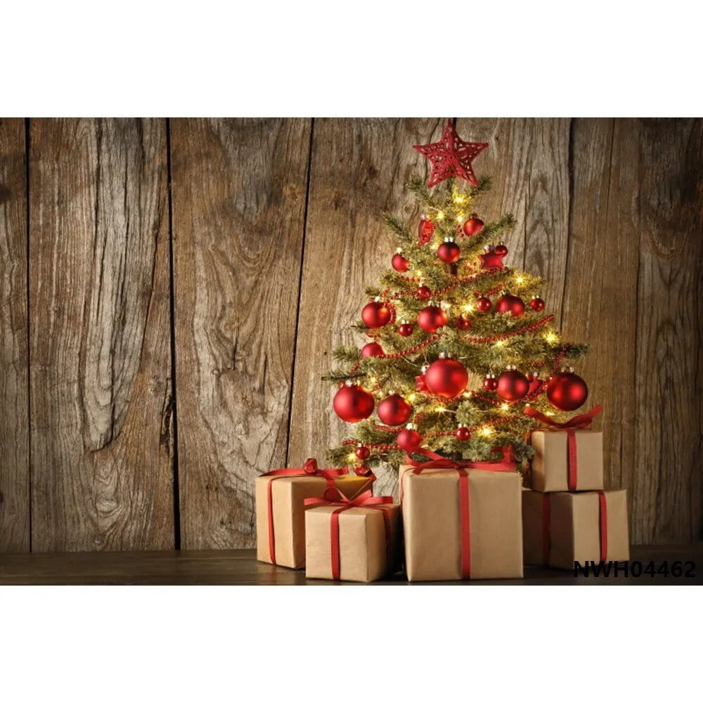 Christmas Photocall Wooden Board Pine Trees Snow Winter Photography ...