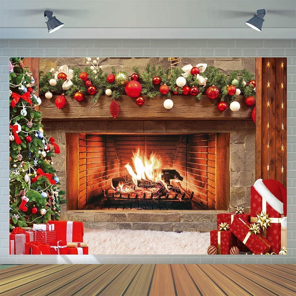 Christmas Photography Backdrop Christmas Fireplace Theme Backdrop ...