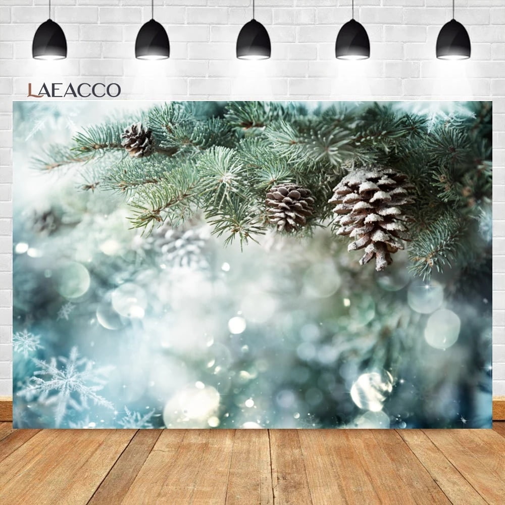 Christmas Photography Backdrops Light Bokeh Snow Pine Branch Photo ...