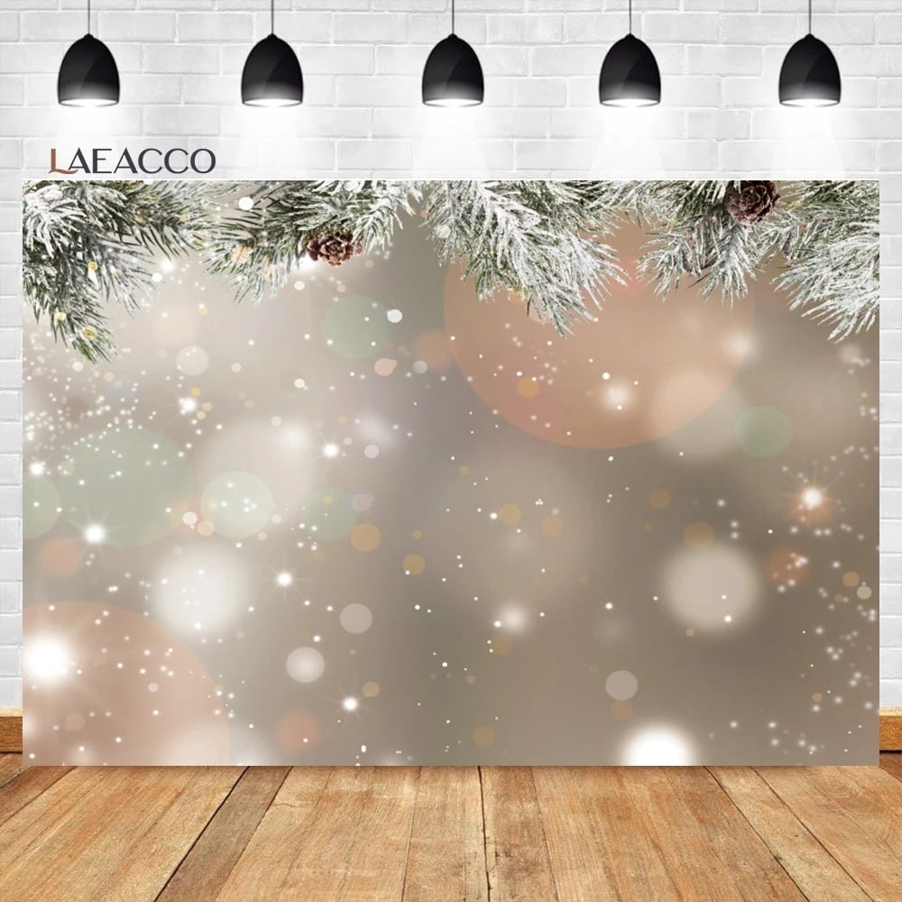 Christmas Photography Backdrops Light Bokeh Snow Pine Branch Photo ...