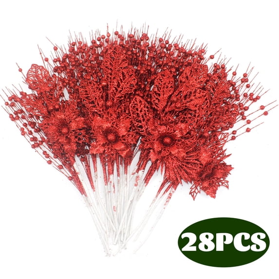Christmas Picks Floral Picks Berry Picks Glitter Twigs Decor for ...