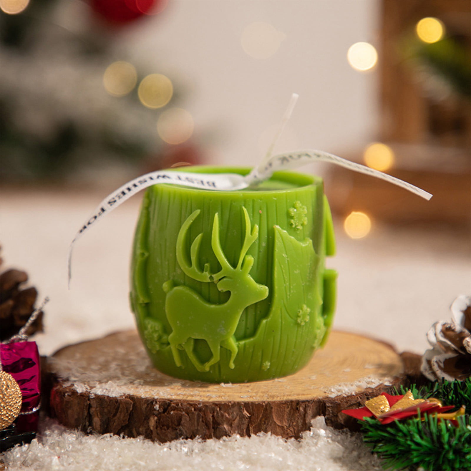 Christmas Pillar Wax Aromatherapy Candle, Reindeer Design Scented ...