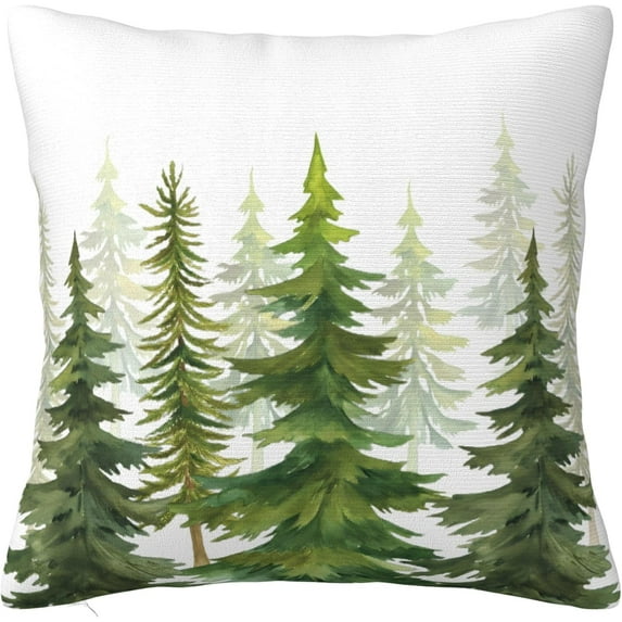 Christmas Pillow Cover 16x16 inch Watercolor Christmas Tree Nature ...