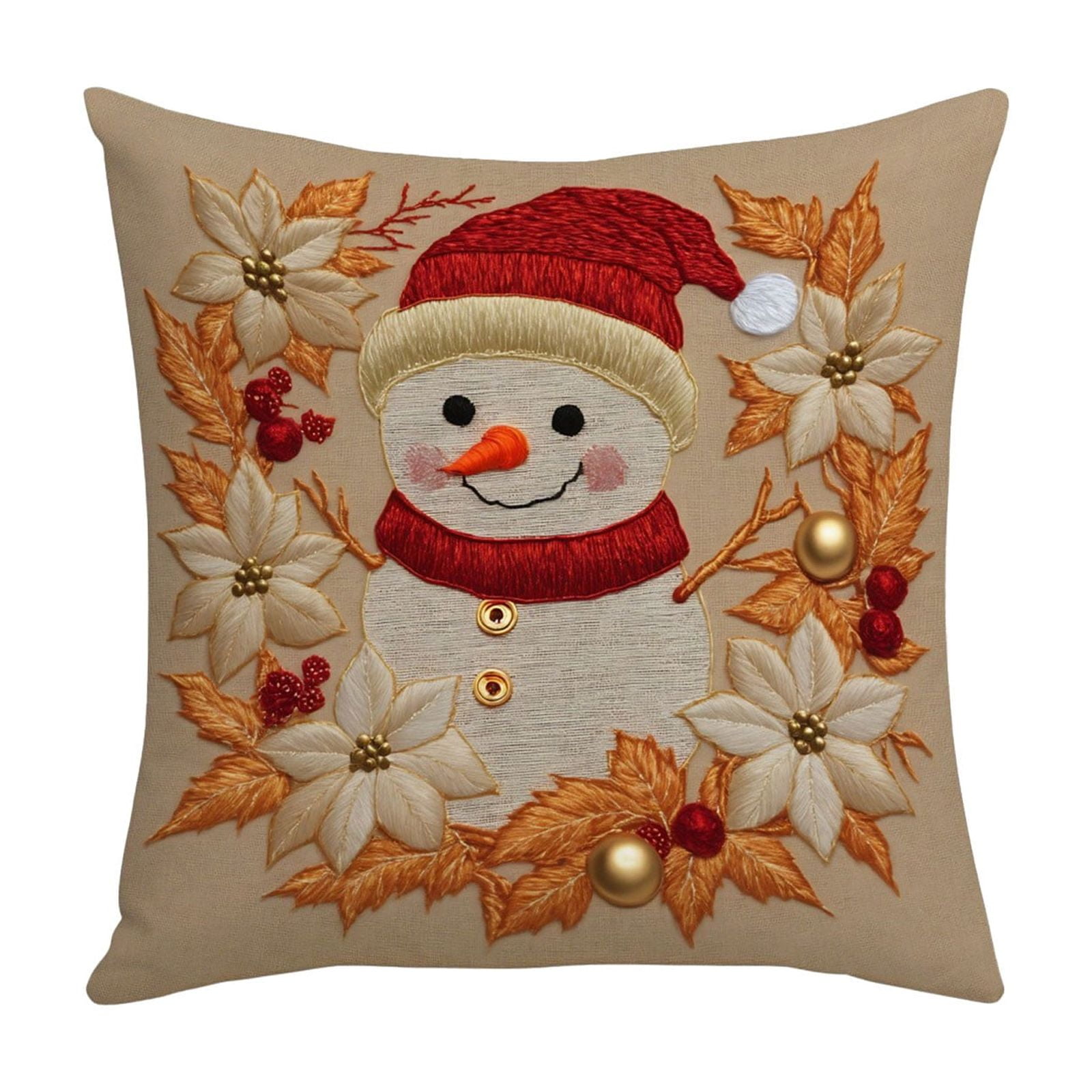 Christmas Pillow Cover 17.72X17.72in, Merry Christmas Gold Red ...