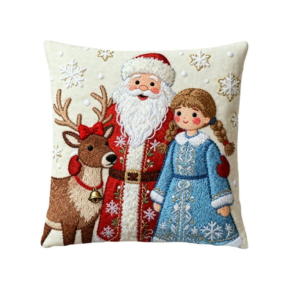 Christmas Pillow Cover 17.7X17.7 Inches Decorative Soft Fabric Hidden ...