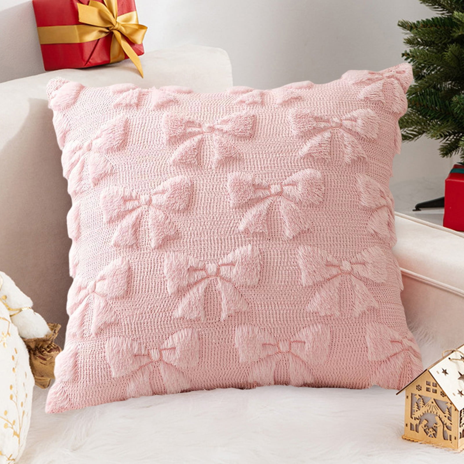Christmas Pillow Cover, Embroidered Tree Snowflake Throw Pillowcase for ...