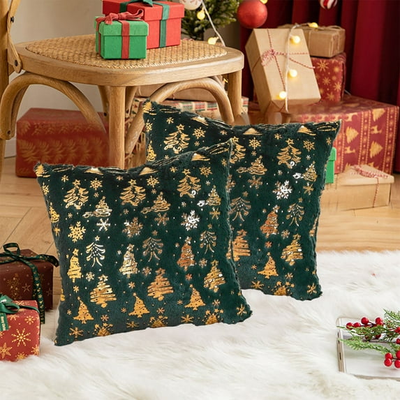 Christmas Pillow Cover Snowflake Tree Pattern Decorative Pillowcase ...