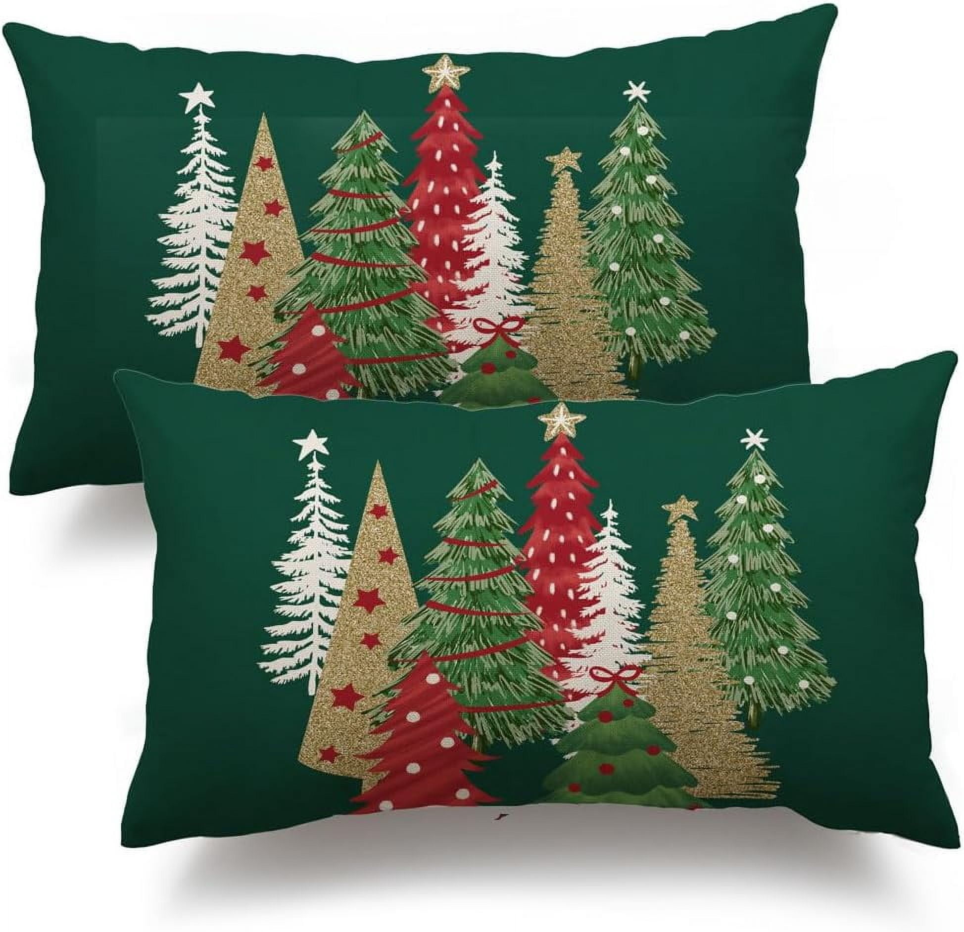 Christmas Pillow Covers 12x20 Inch Christmas Tree Decorative Green ...