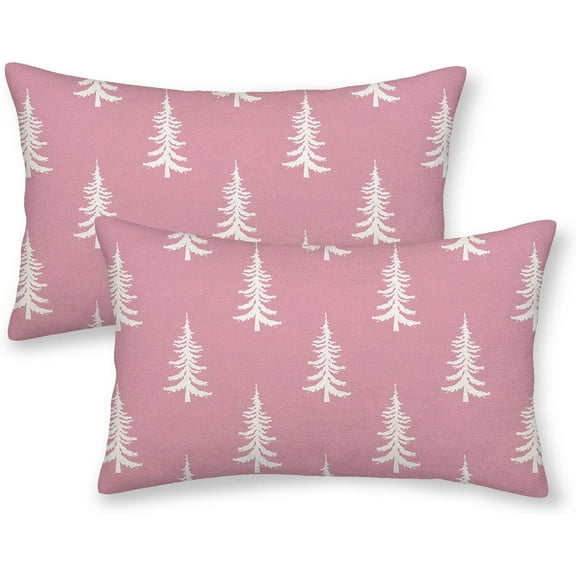 Christmas Lumbar Pillow Covers 12x20 Set of 2 Teal Xmas Tree Rustic ...