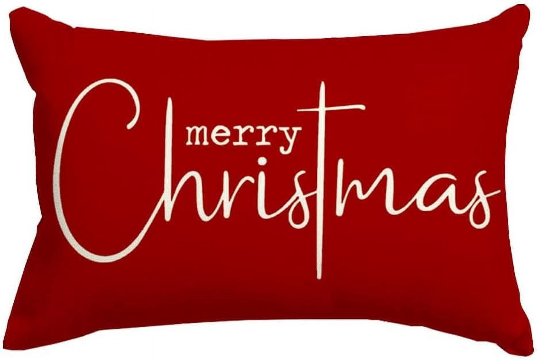 Christmas Pillow Covers 12x20 Red Velvet Merry Christmas Saying Winter ...