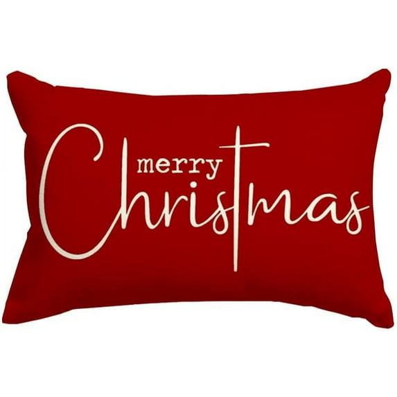 Christmas Pillow Covers 12x20 Red Velvet Merry Christmas Saying Winter ...