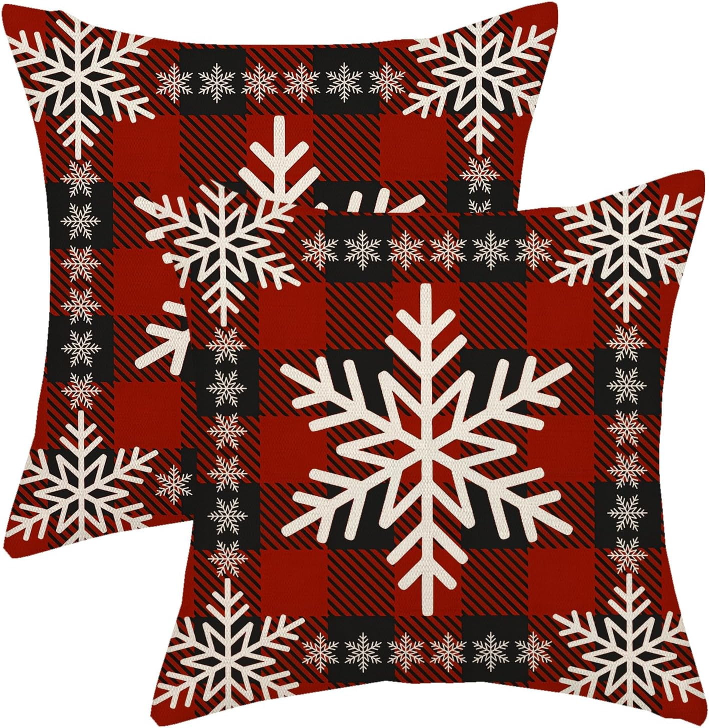 Christmas Pillow Covers 16x16 Inch 2 Pcs Vintage Buffalo Plaid Checked ...