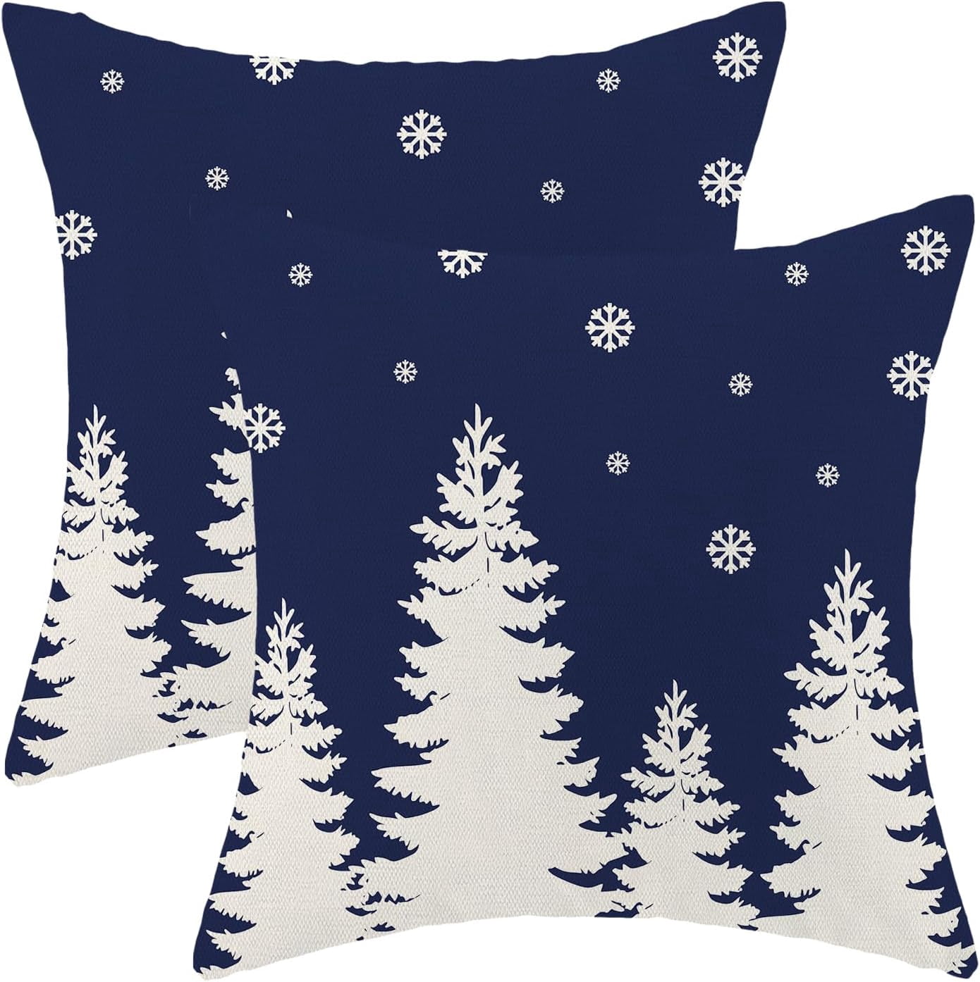 Christmas Pillow Covers 16x16 Inch Set of 2 Navy Blue White Christmas ...
