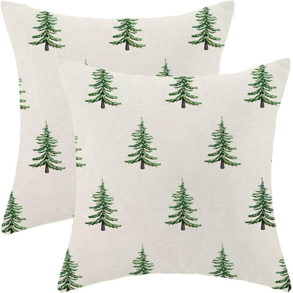Christmas Pillow Covers 16x16 Inch Set of 2 Sage Green Christmas Tree ...
