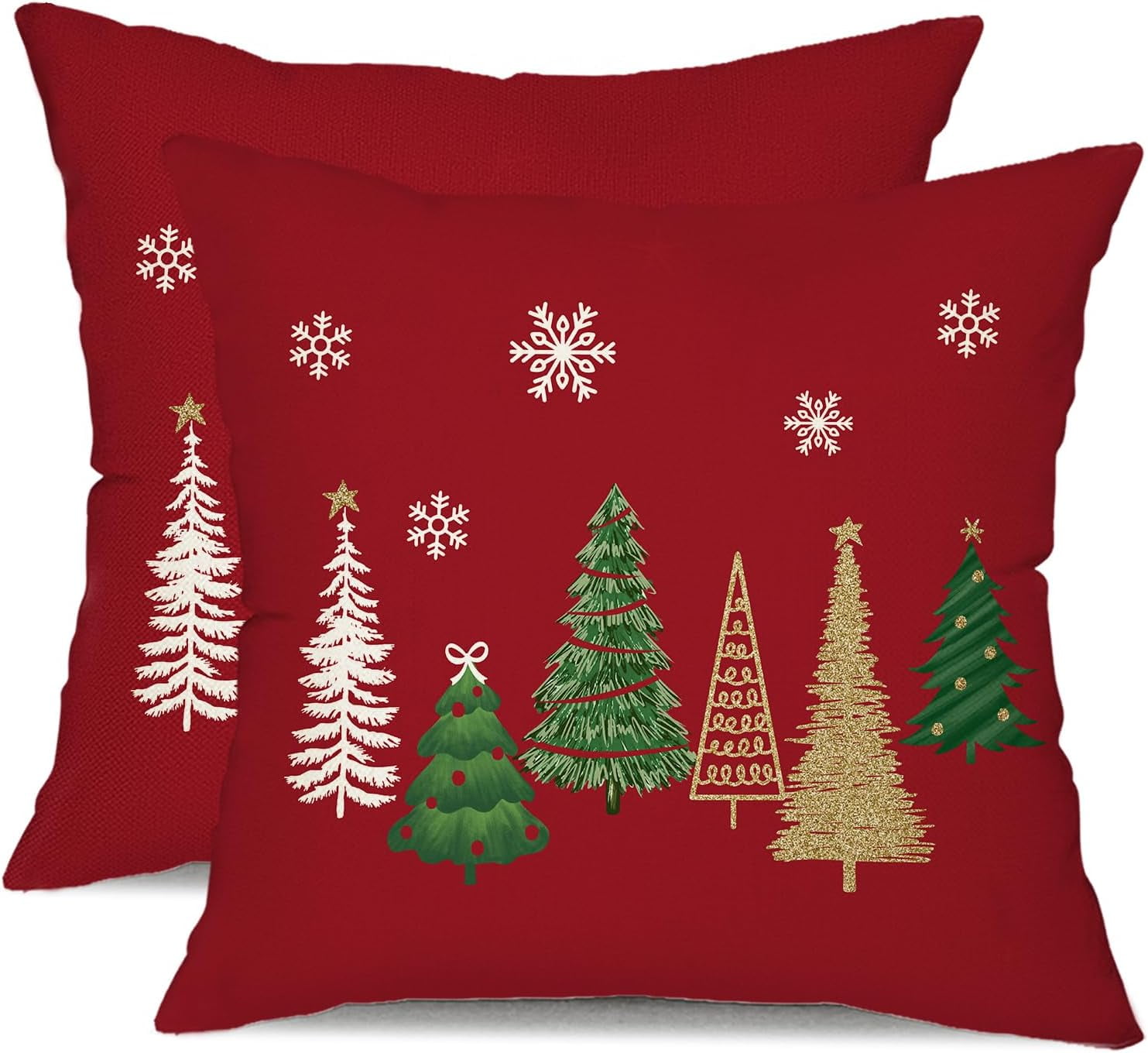 Christmas Pillow Covers 16x16 Inch Set of 2 Christmas Tree Decorative ...