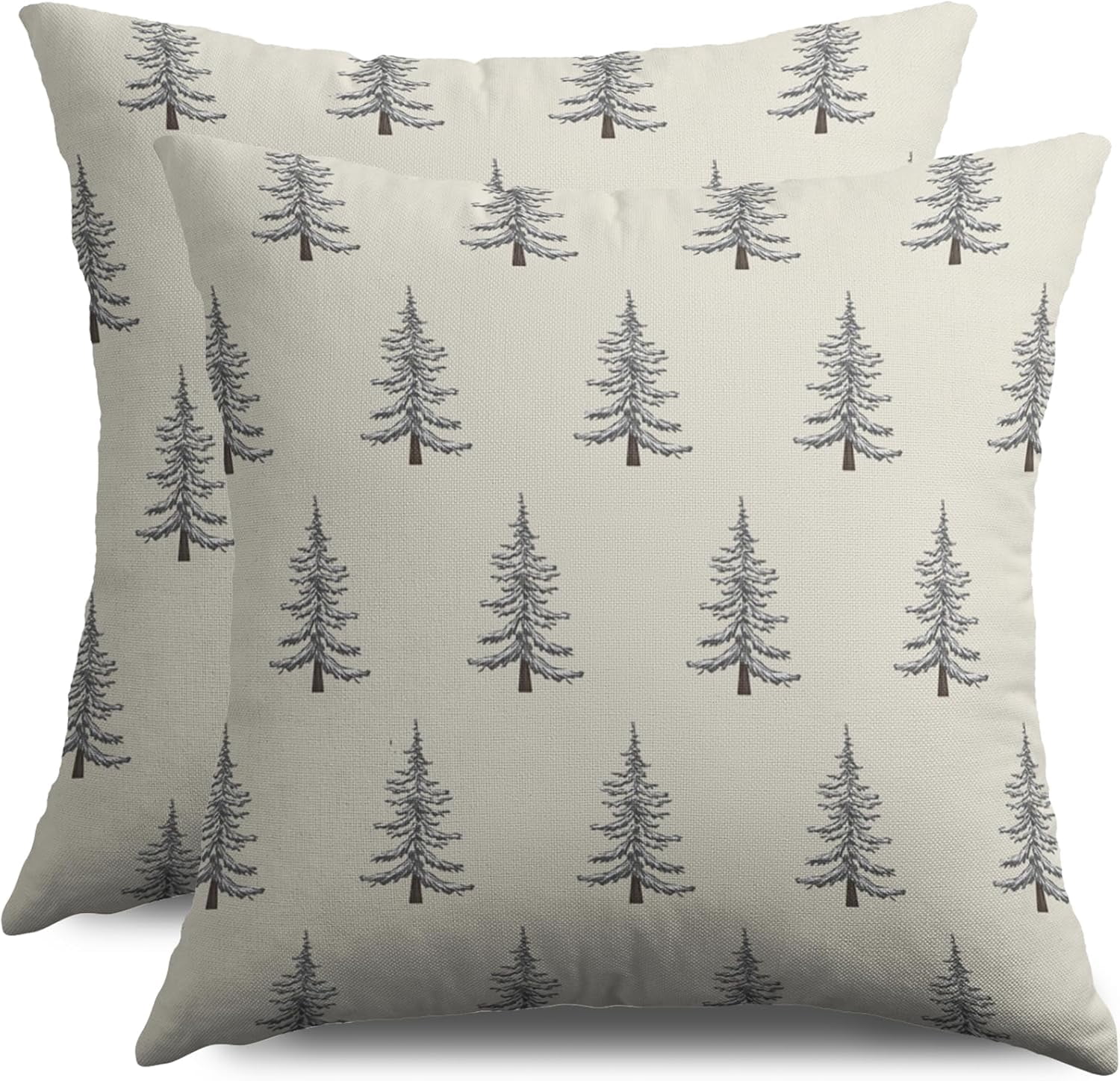 Christmas Pillow Covers 16x16 Set of 2, Grey Gray Xmas Tree Decorative ...