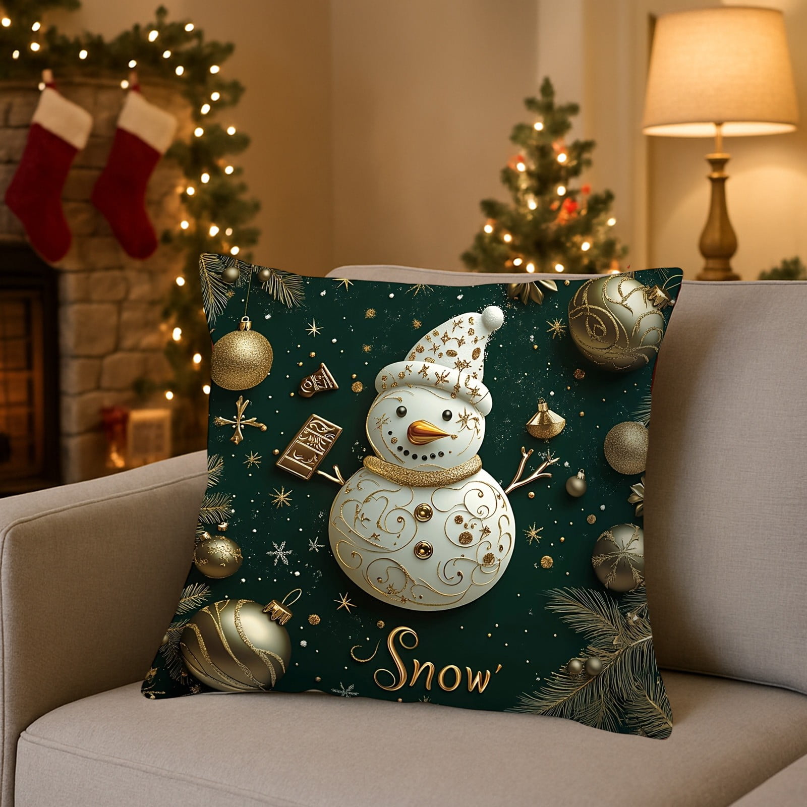 Christmas Pillow Covers 17.7x17.7 Inches, Festive Decorative ...