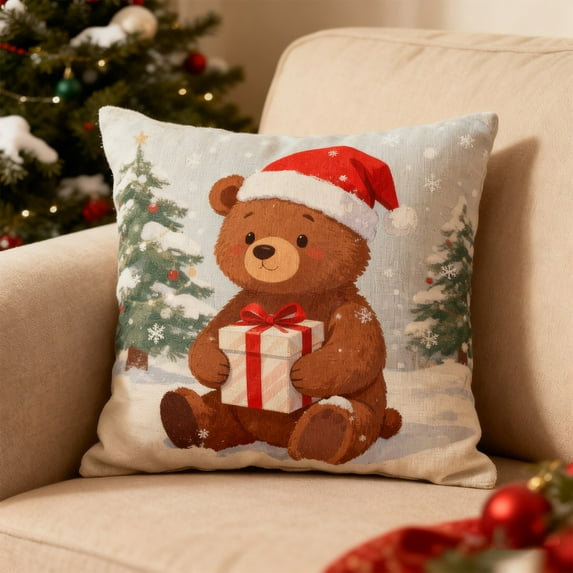 Christmas Pillow Covers 17.7x17.7 Inches, Soft Cotton Fabric Decorative ...