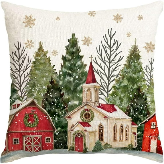Christmas Pillow Covers 18x18 Inch Christmas Tree Decoration Golden ...