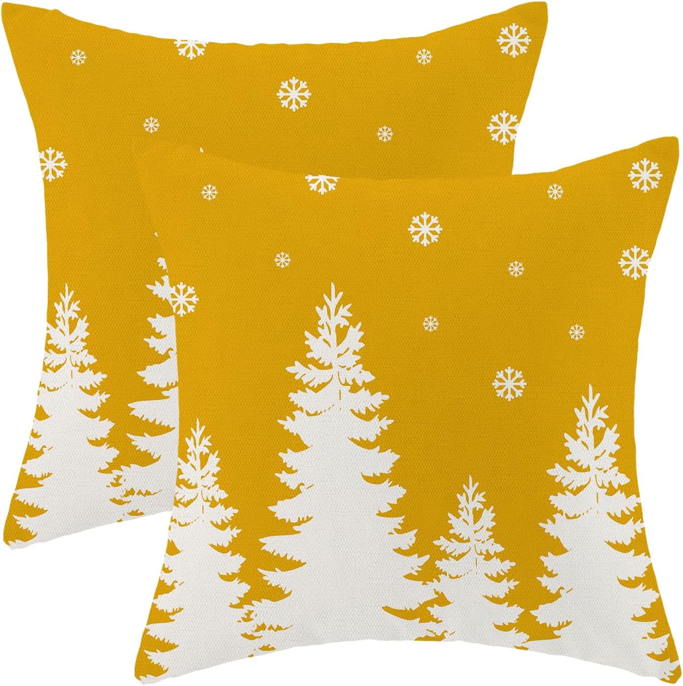 Christmas Pillow Covers 18x18 Inch Set of 2 Mustard Yellow Cream ...