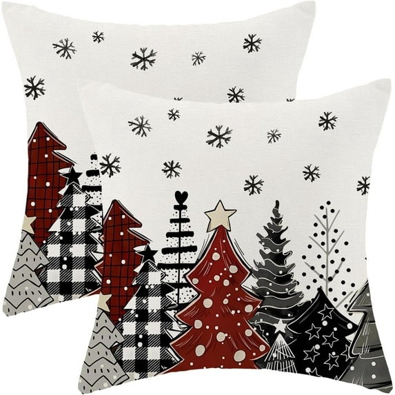 Christmas Pillow Covers 18x18 Inch Set of 2 Red Black Grey Christmas ...