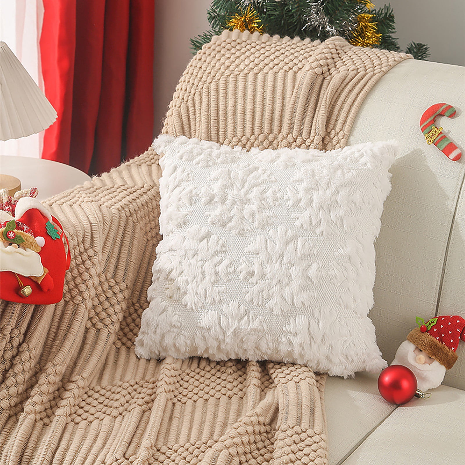 Christmas Pillow Covers 18x18 Inch Set of 2 Soft Plush Faux Fur ...