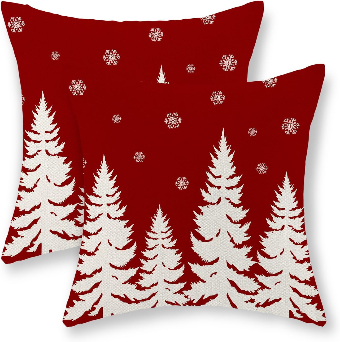 Christmas Pillow Covers 18x18 Set of 2 Red White Christmas Tree Throw ...