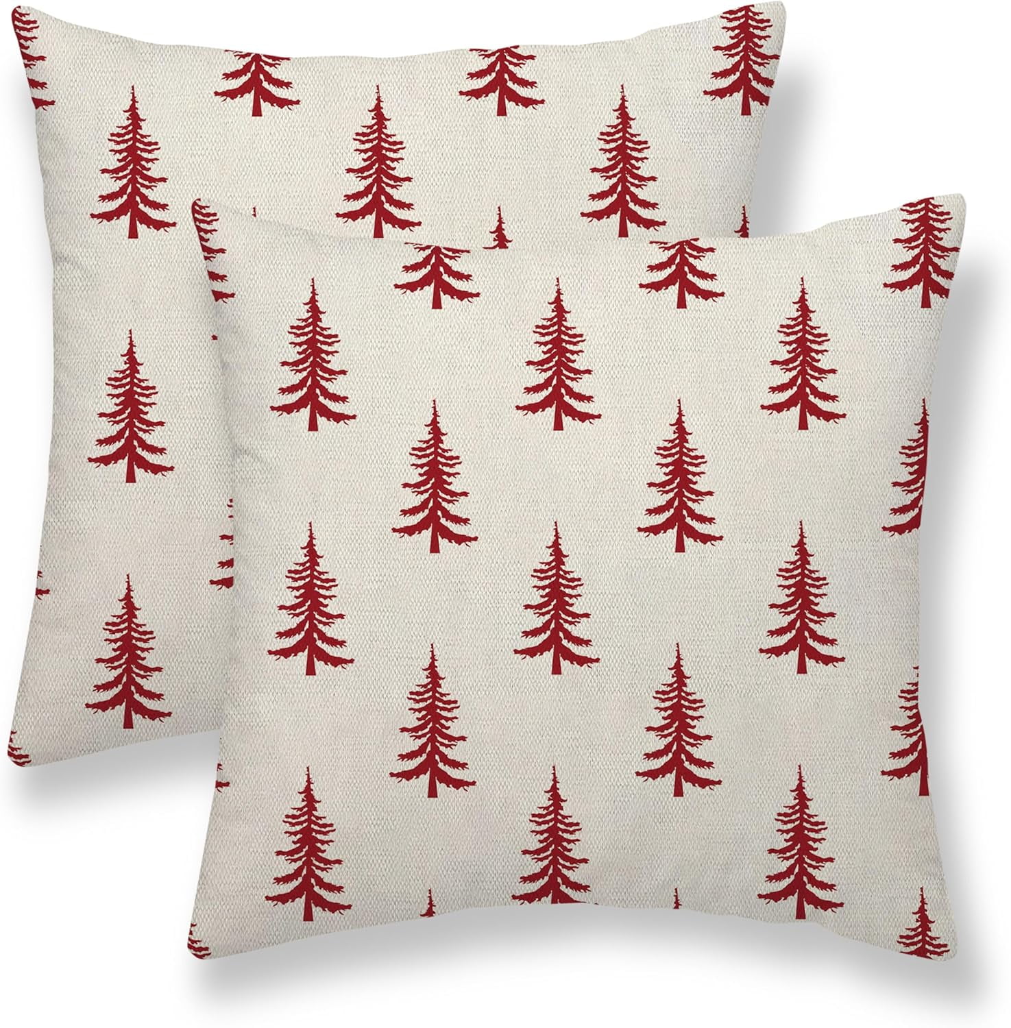 Christmas Pillow Covers 18x18 Set of 2, White Red Chirstmas Tree ...