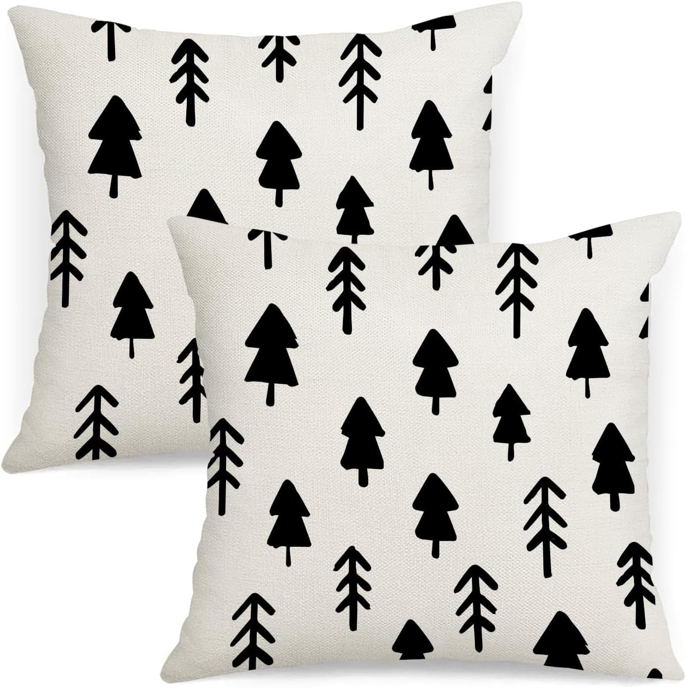 Christmas Pillow Covers 18x18 inch Set of 2 Beige Black Winter Xmas ...