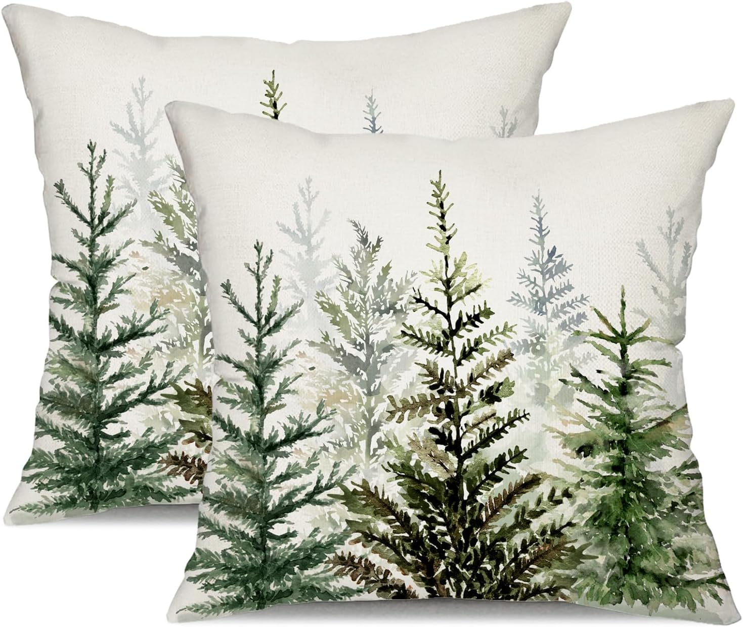 Christmas Pillow Covers 18x18 inch Set of 2 Watercolor Blue Green ...