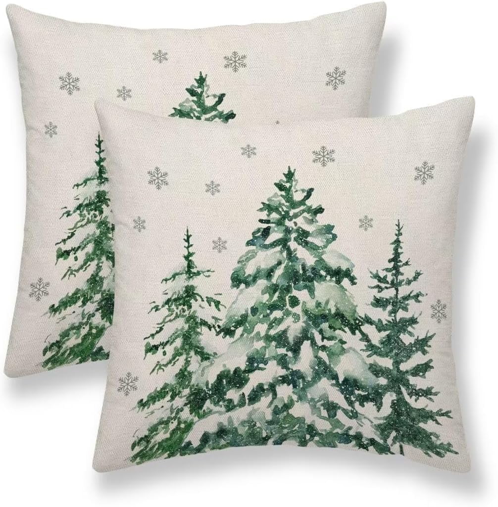 Christmas Pillow Covers 20X20 Inch Set of 2 Forest Trees Christmas ...